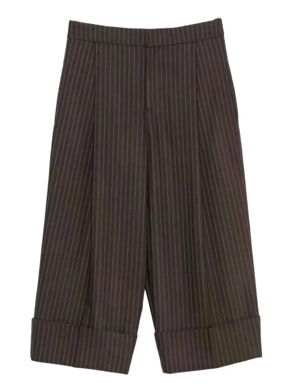 Elisabetta Franchi Pinstripe Pleated Trousers - Brown