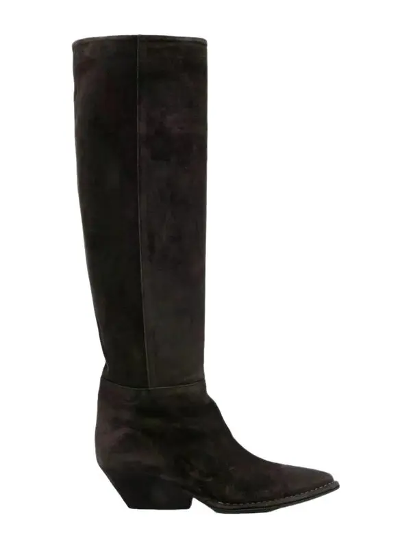 DEL CARLO Knee High Pointed-toe Suede Boots - Brown