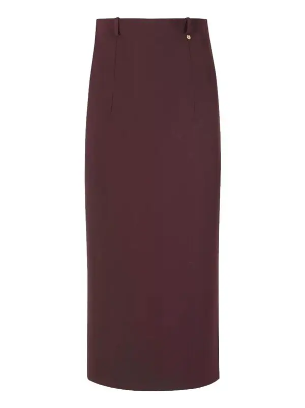 NISSA High-waisted Midi Skirt With Zipper Closure - Red