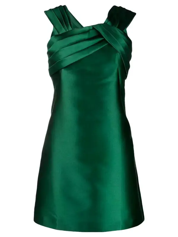 Alberta Ferretti Pleated Mikado Minidress - Green