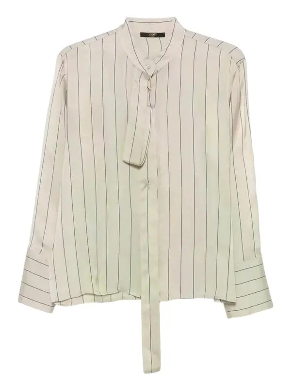 Seventy Pinstripe Pattern Pussy-bow Blouse - Neutrals