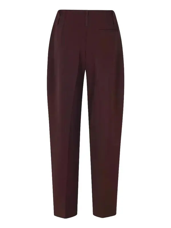 NISSA High-waisted Pleated Trousers With Belt Loops - Red
