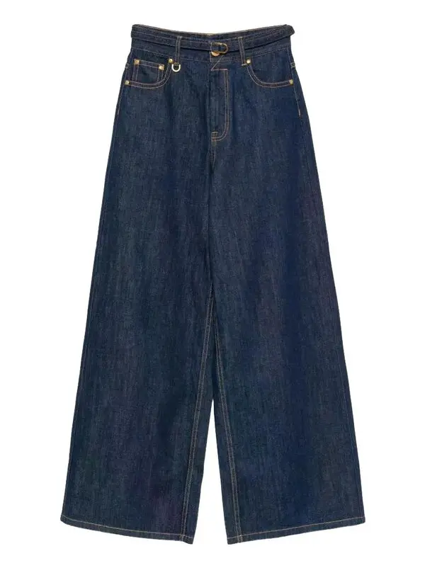 Zimmermann High-waisted Wide-leg Jeans With Contrast Topstitching - Blue