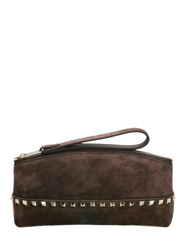 Valentino Garavani Rockstud Suede Clutch Bag - Brown