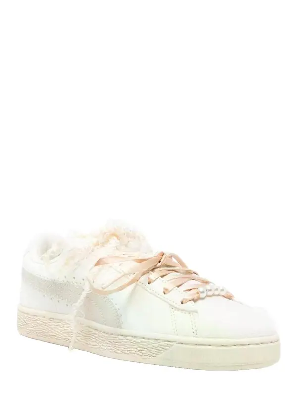 PUMA Lace-up Leather Sneakers With Embellished Detailing - Neutrals