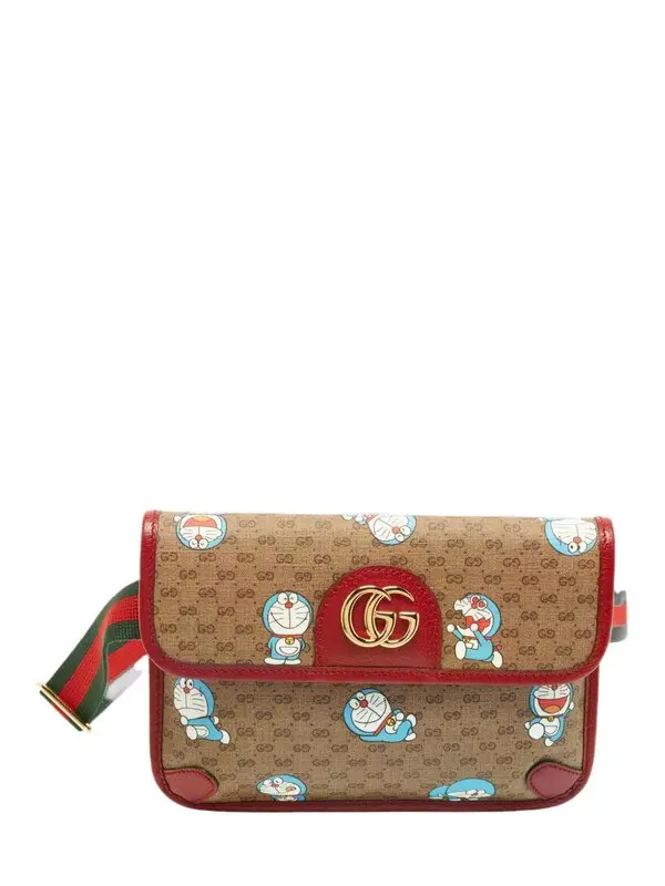 Gucci X Doraemon Gg-pattern Belt Bag - Brown