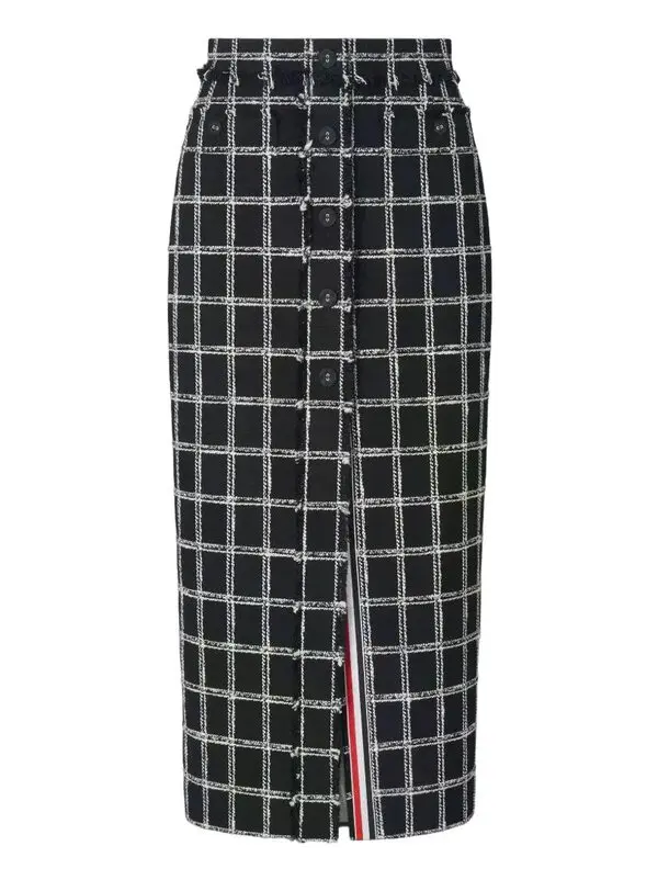 Thom Browne Windowpane Houndstooth Tweed Skirt - Black