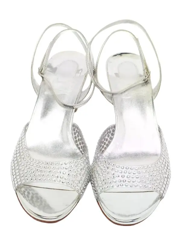 CHRISTIAN LOUBOUTIN Tone Embellished Patent Leather Sandals - Silver