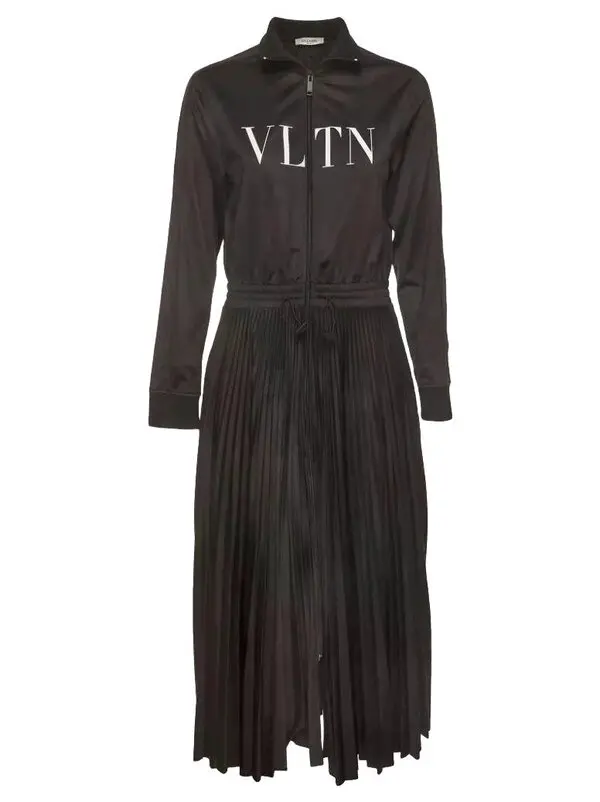 Valentino Garavani Midi Plissé Dress - Black
