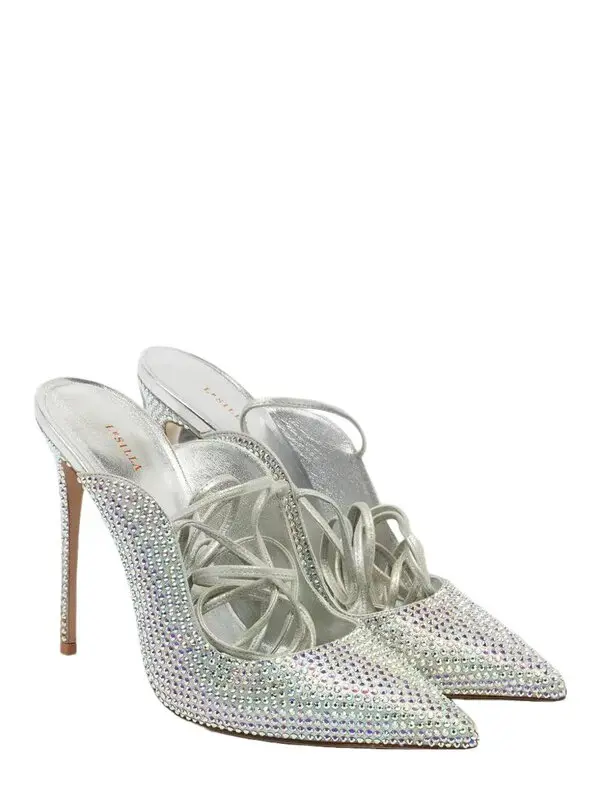 LE SILLA Crystal-embellished Ankle-wrap Stiletto Pumps - Silver