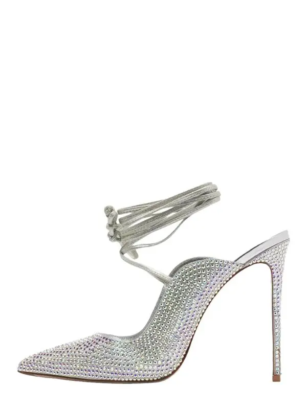 LE SILLA Ivy Crystal-embellished Ankle-wrap Pumps - Silver