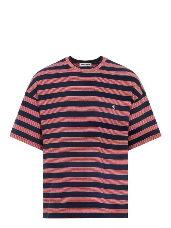 JIL SANDER Horizontal-stripe Logo-embroidered T-shirt - Blue