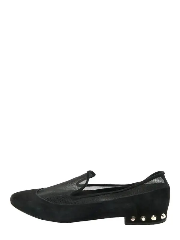 Balenciaga Mesh Studded Flat Pumps - Black