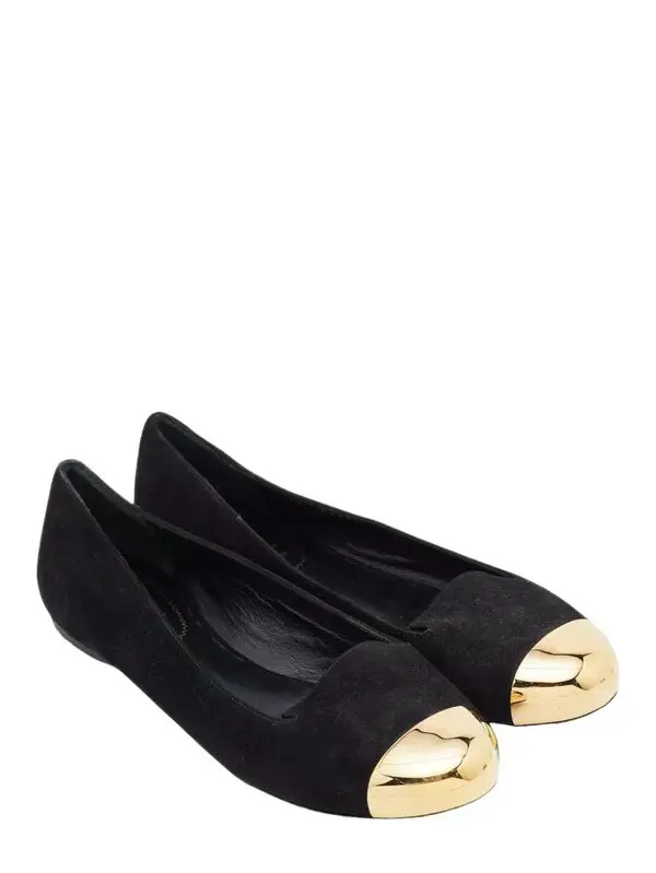 Saint Laurent Suede Cap-toe Ballet Flats - Black