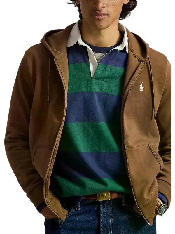 Polo Ralph Lauren Logo-embroidered Zip-up Hoodie - Brown