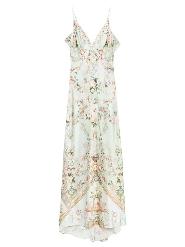 Camilla Sleeveless Floral Print Maxi Dress - Green