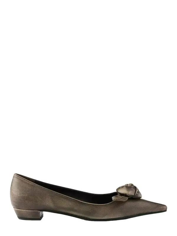 Prada Leather Ballerinas With Floral Embellishment - Brown