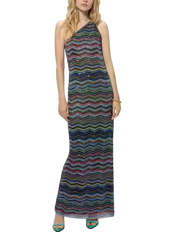 Missoni One-shoulder Sequin-embellished Maxi Dress - Blue