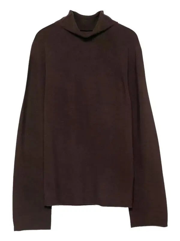 Alpha Studio High Neck Long Sleeve Sweater - Brown