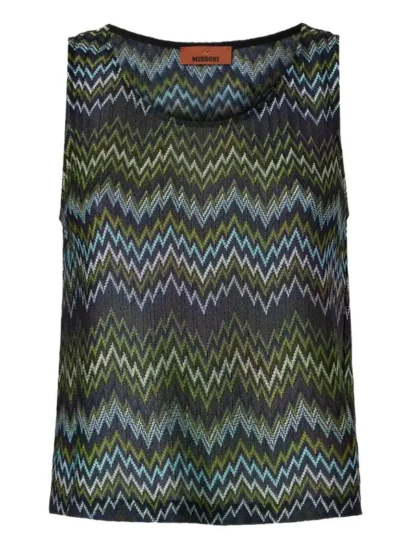 Missoni Sleeveless Viscose Top With Snake Motif - Blue