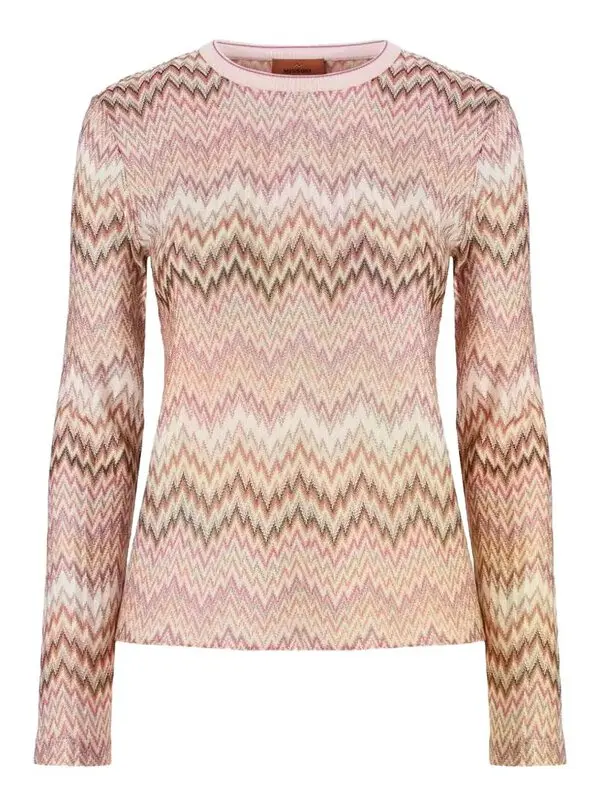 Missoni Long-sleeve Zig Zag Knit Sweater - Pink