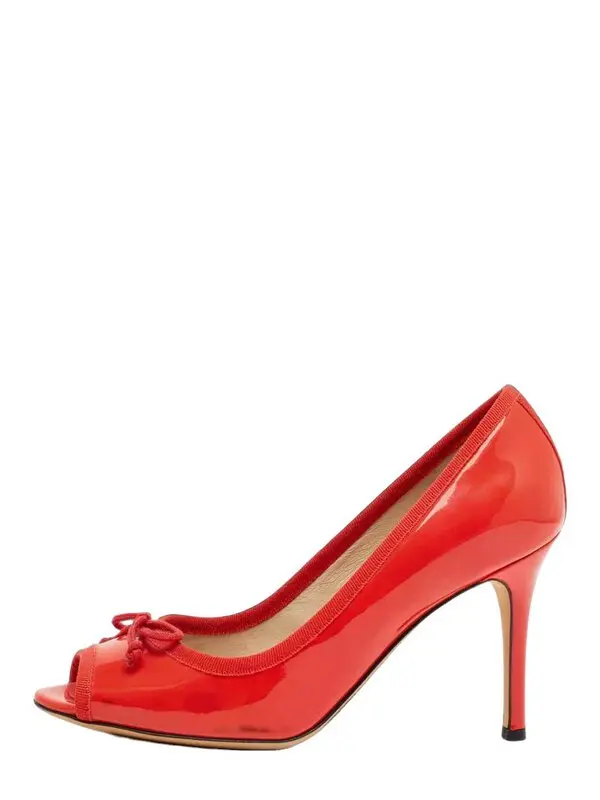 Dolce & Gabbana Leather Bow Detail Peep-toe Pumps - Red