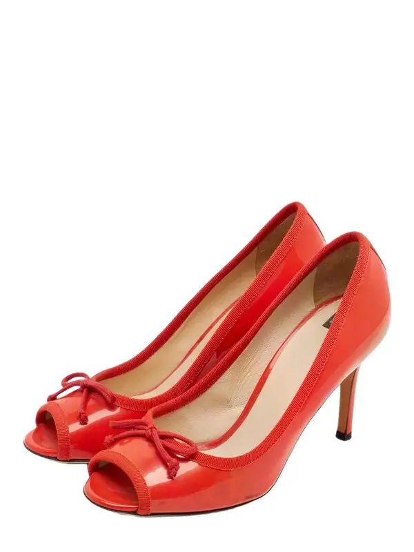 Dolce & Gabbana Leather Bow Detail Peep-toe Pumps - Red