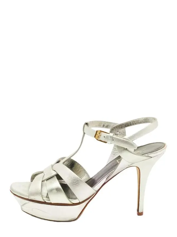 Saint Laurent Tribute Platform Sandals - Silver