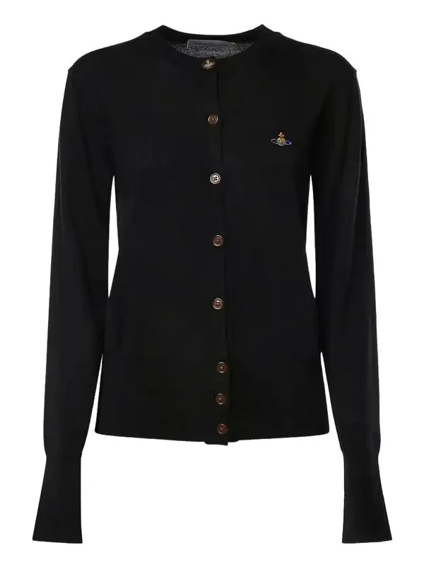 VIVIENNE WESTWOOD Orb-embroidered Button-up Cardigan - Black