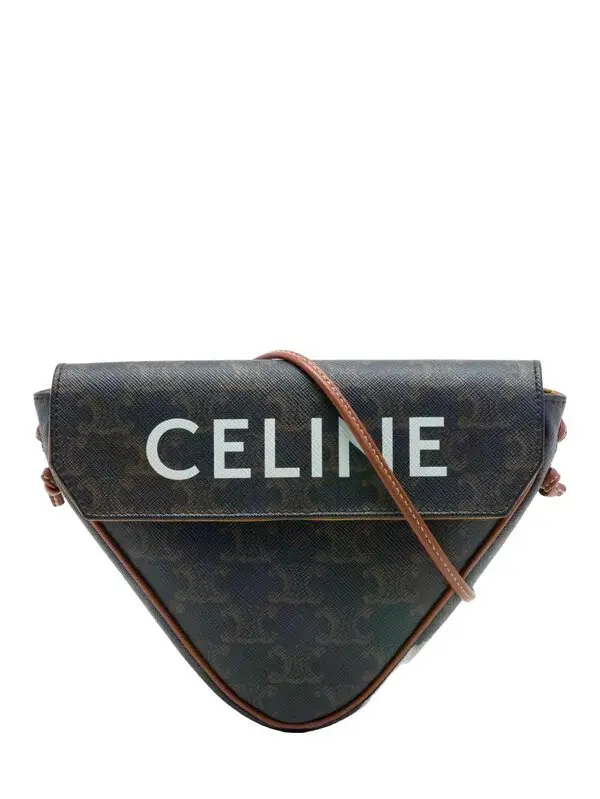 Celine Triomphe Coated Canvas Triangle Crossbody Bag - Brown