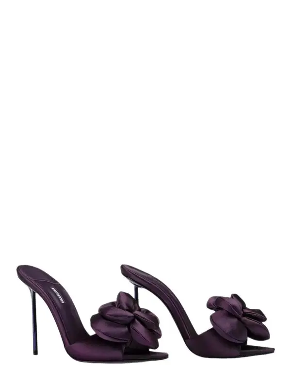 LE SILLA Bella Rose-detail Satin Sandals - Purple