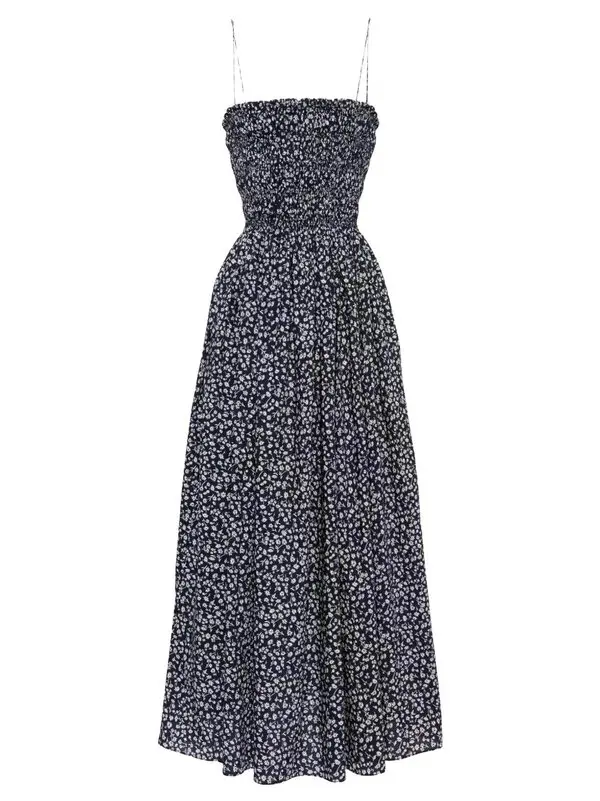 Matteau Floral-print Cotton Dress - Blue
