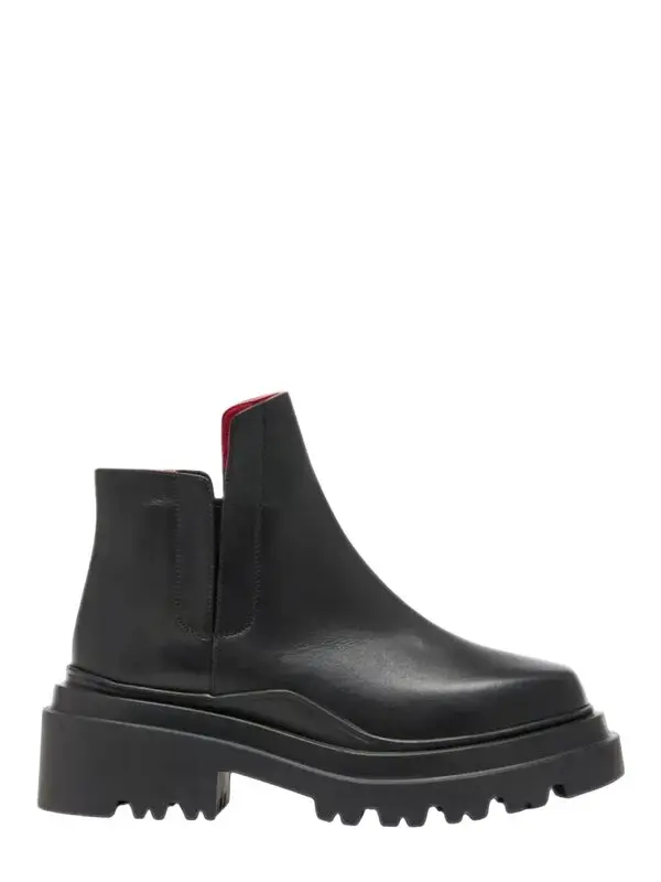 Plan C Leather Chelsea Boots With Chunky Lug Sole - Black