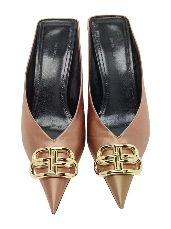 Balenciaga Knife Logo-plaque Heeled Mules - Brown
