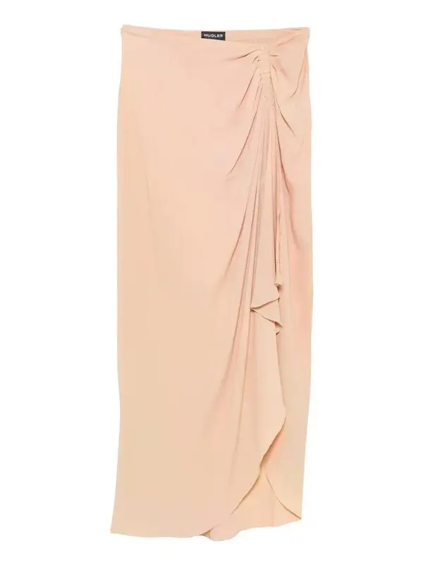 MUGLER Draped Button-detail Skirt - Neutrals