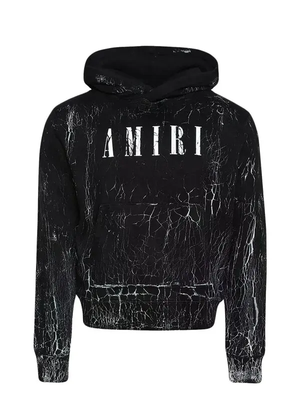 Amiri Cracked Logo-print Hoodie - Black
