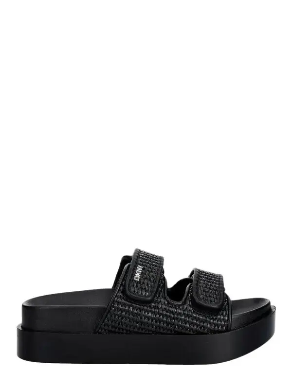 Dkny Piper Woven Touch-strap Platform Slides - Black