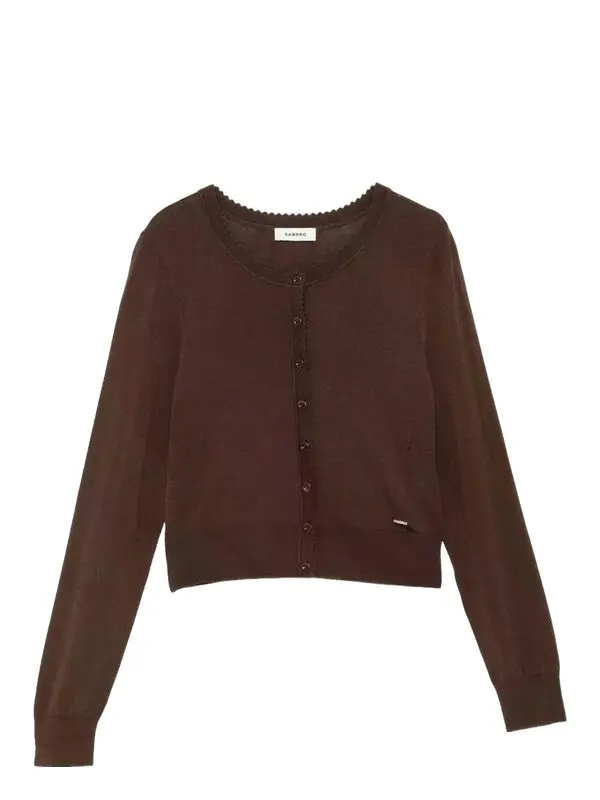 Sandro Cropped Button-fastening Cardigan - Brown