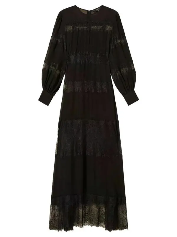 TWINSET Georgette And Lace Long Dress - Black