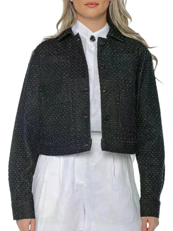 Armani Exchange Embellished Cropped Jacket - Black