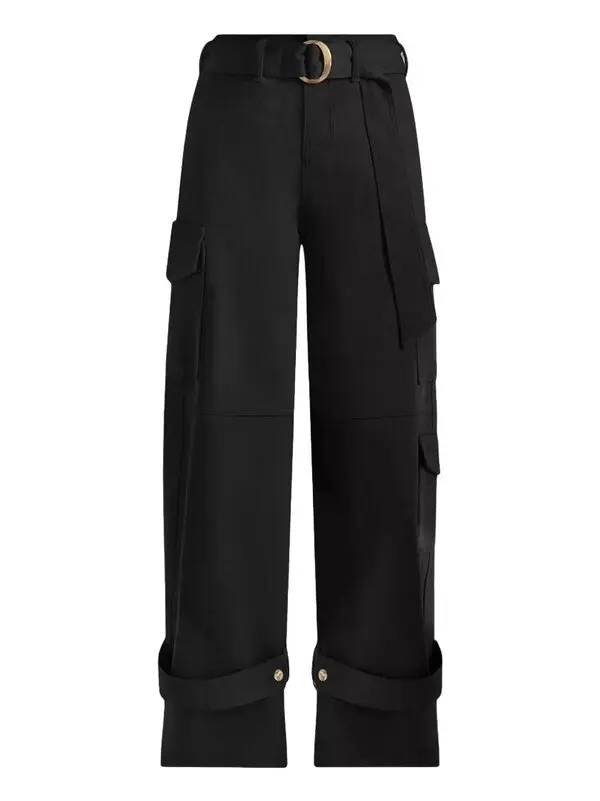 Manière De Voir Belted Strap Cuff Cargo Trousers - Black