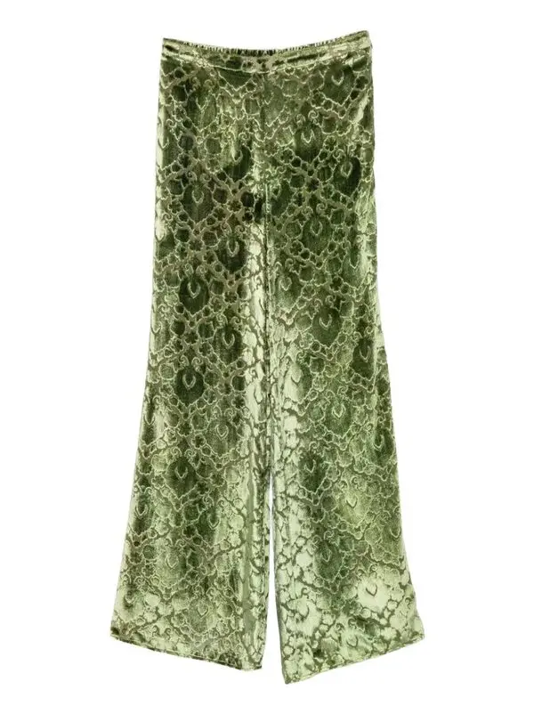 FORTE_FORTE Damask Devoré Flared Trousers - Green