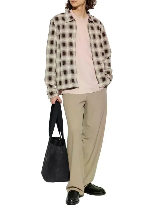 ALLSAINTS Krater Check-pattern Zip-up Shirt - Neutrals