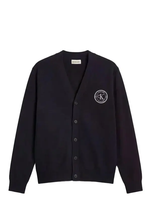 Calvin Klein Logo Patch V-neck Cardigan - Blue