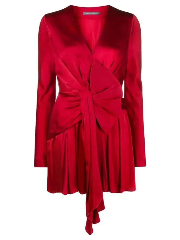 Alberta Ferretti Knot-detail Satin Dress - Red