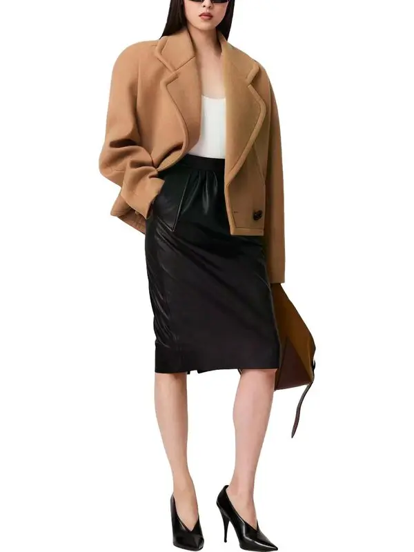 Stella McCartney Double-breasted Cropped Coat - Neutrals