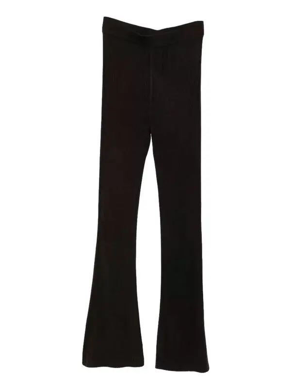 Eric Bompard Rib-knit High-waisted Flared Leg Trousers - Black