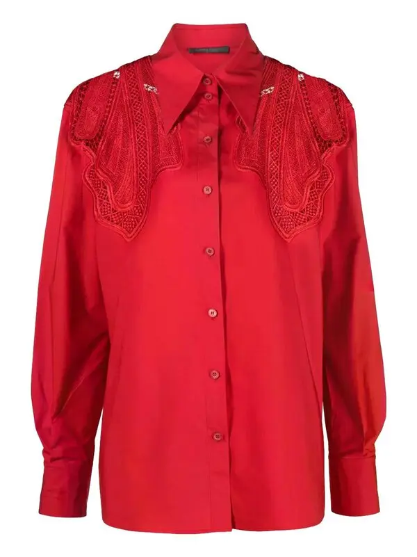 Alberta Ferretti Macramé-panelling Cotton Shirt - Red