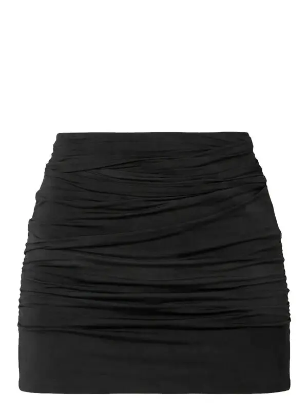 Wardrobe.NYC Ruched Mini Skirt - Black