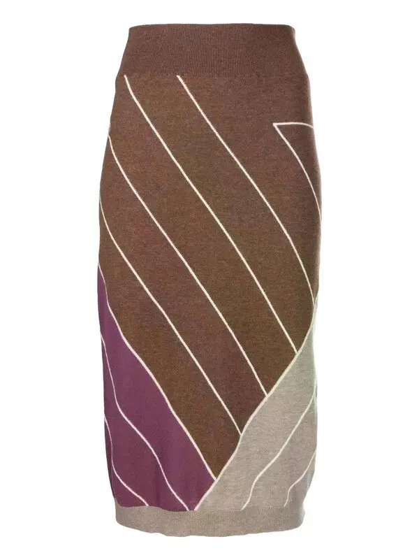 Stella McCartney Knitted Geometric-pattern Skirt - Brown
